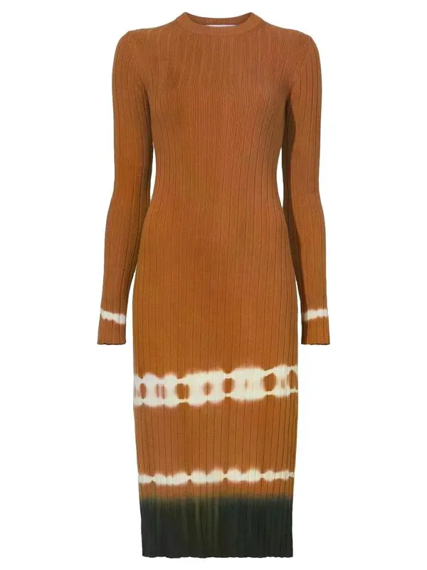 Proenza Schouler White Label Ribbed-knit Tie-dye Midi Dress - Brown