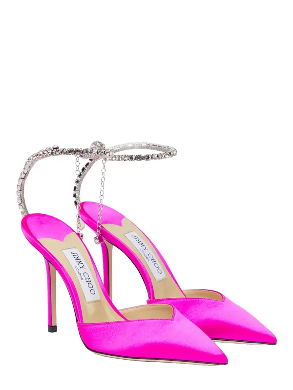 JIMMY CHOO Saeda 100 Embellished Satin Pumps - Pink