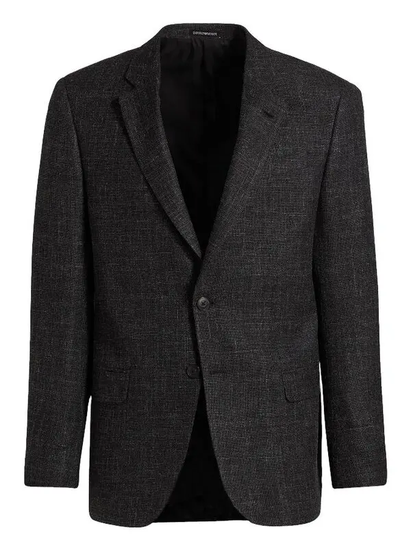 Emporio Armani Virgin Wool-blend Blazer - Black