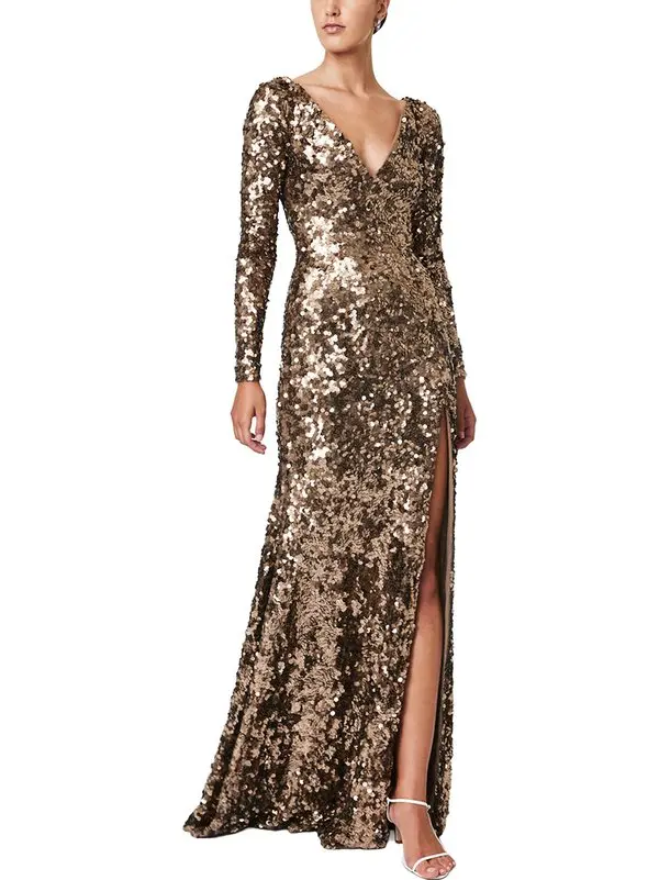 Rachel Gilbert Fluer Sequin Gown - Metallic