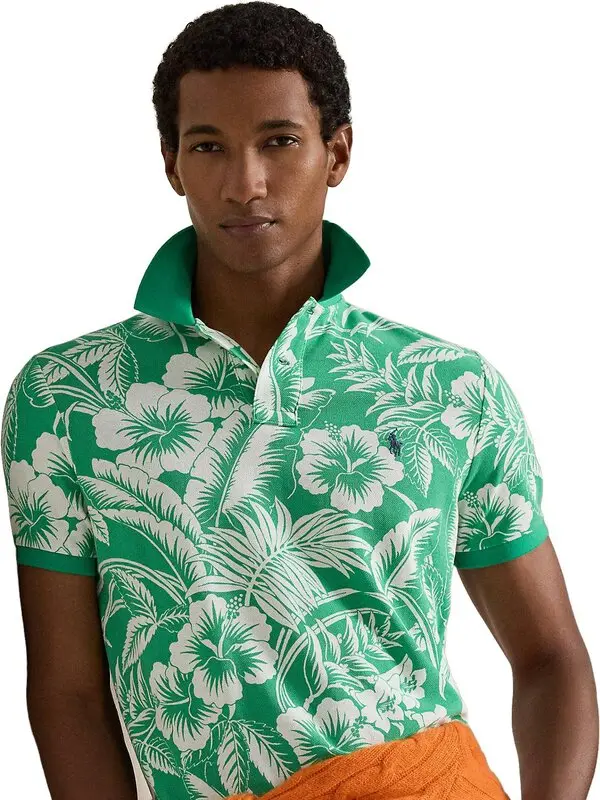 Ralph Lauren Classic Fit Tropical Mesh Polo Shirt - Sweethrt Floral - Biscay Green