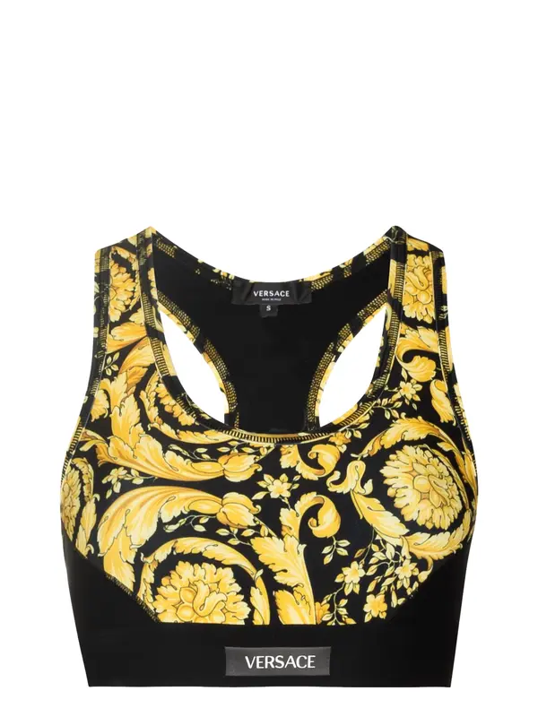 Versace Barocco Print Sports Bra - Black