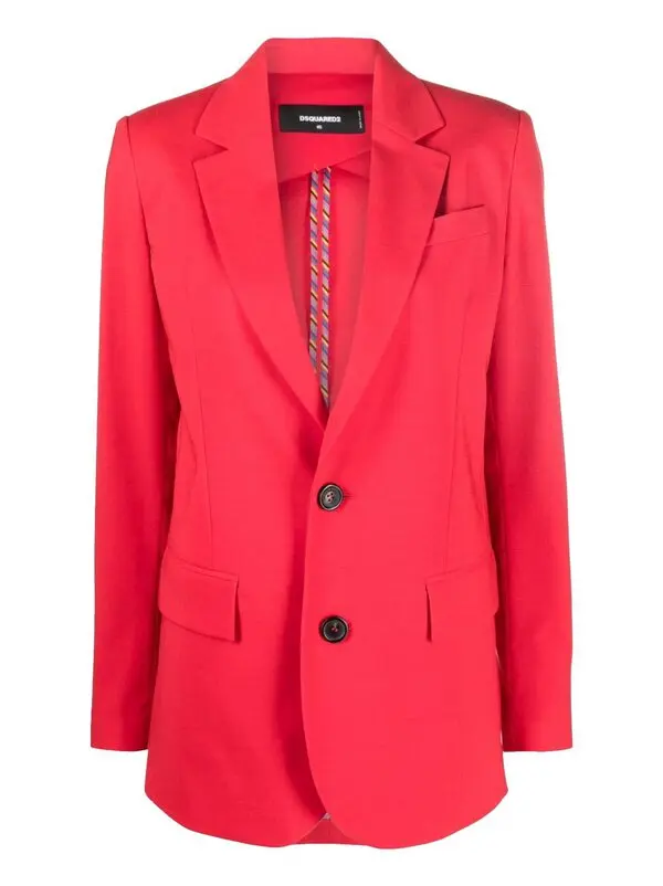 Dsquared2 Virgin Wool Notched Lapel Blazer - Red