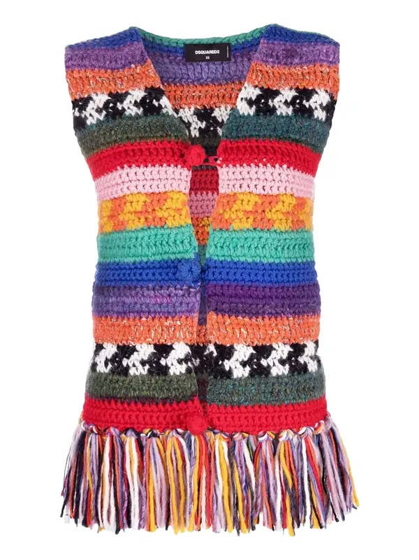 Dsquared2 Striped Knitted Waistcoat - Red