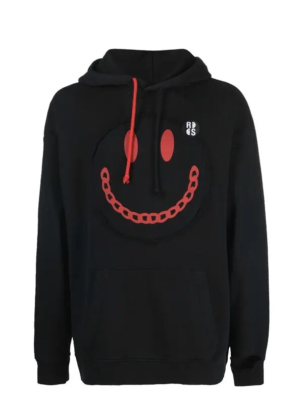 Raf Simons X Smiley Distressed-finish Hoodie - Black