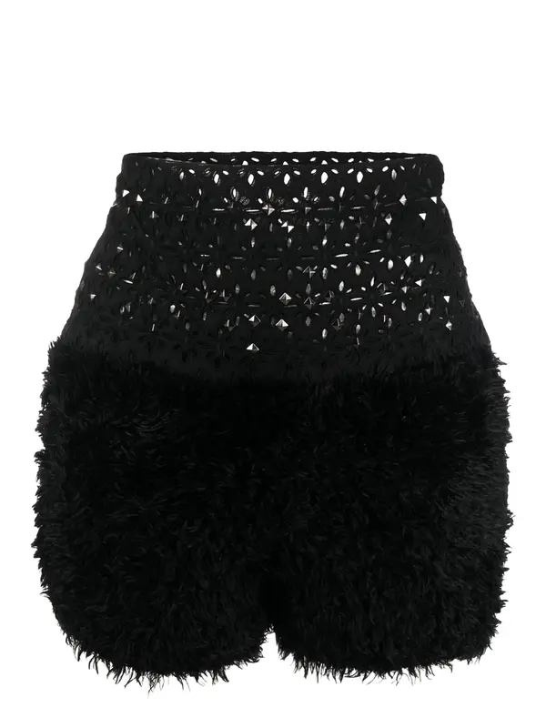 Sacai Broderie-anglaise Studded Shorts - Black