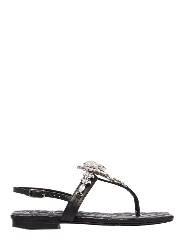 Philipp Plein Crystal-skull Leather Sandals - Black