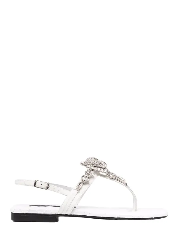 Philipp Plein Crystal-skull Flat Sandals - White