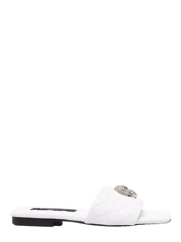 Philipp Plein Crystal-skull Flat Sandals - White