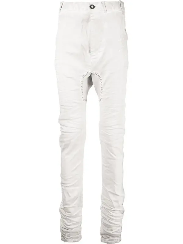 Boris Bidjan Saberi Stitch-detail Skinny-cut Jeans - Grey