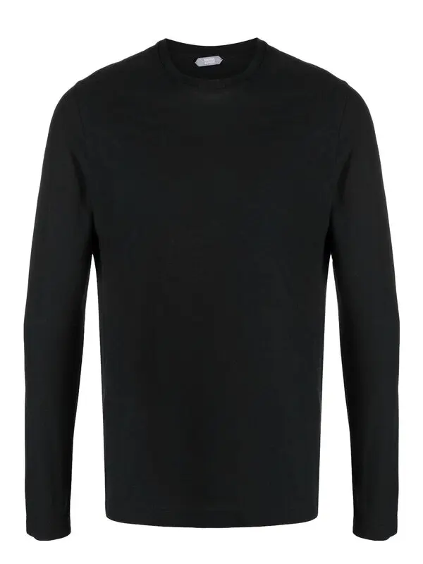 ZANONE Long-sleeved Cotton T-shirt - Black