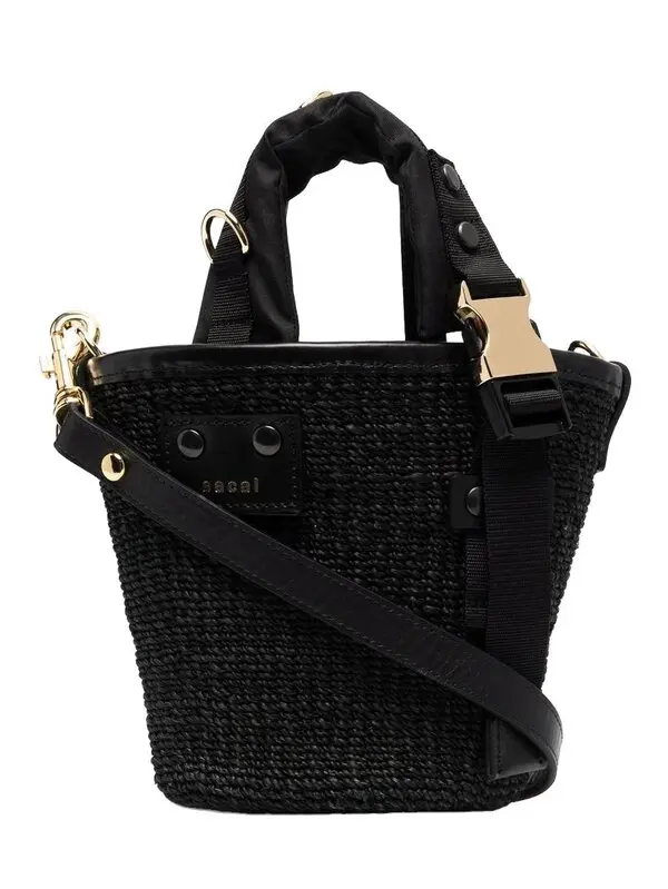 Sacai Micro Marche Woven Bucket Bag - Black