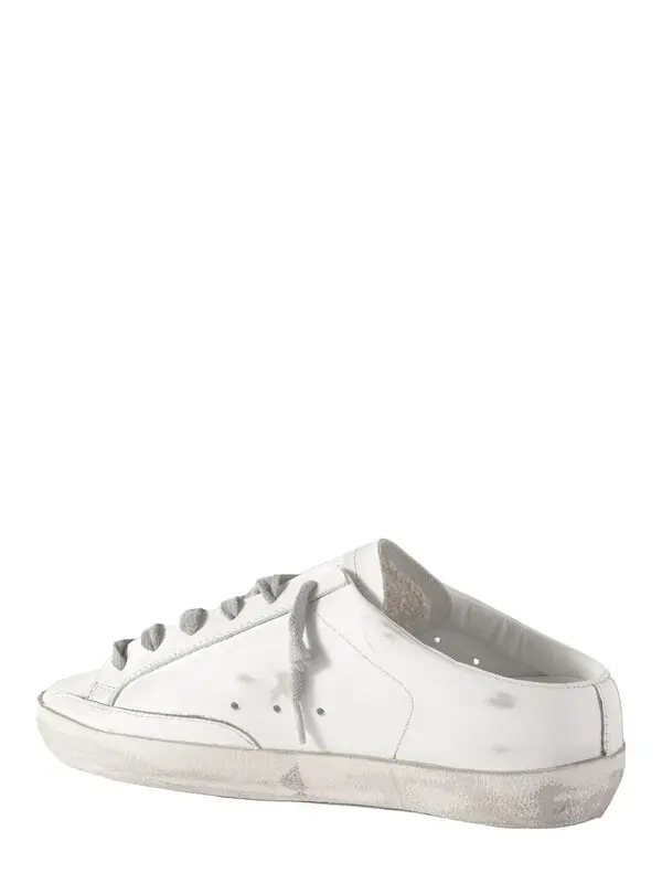 GOLDEN GOOSE Superstar Distressed Glittered Leather Slip-on Sneakers - White