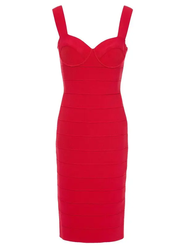 Herve Leger Bandage Dress With Underwired Cups - Red