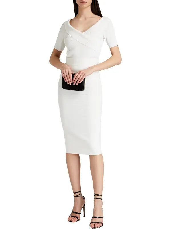 Herve Leger Bandage Midi Skirt - White