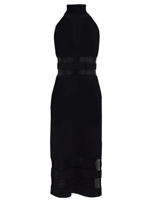 Herve Leger Pointelle-trimmed Stretch-knit Midi Dress - Black
