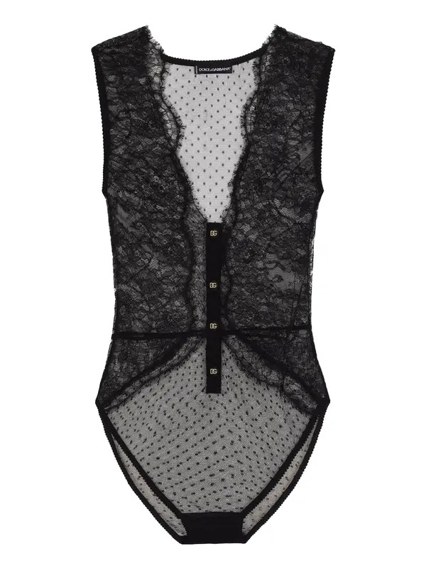 Dolce & Gabbana Plunge-neck Lace Bodysuit - Black