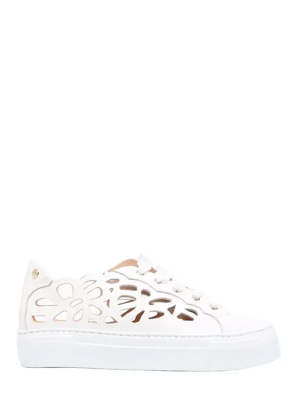Agl Laser-cut Leather Sneakers - White