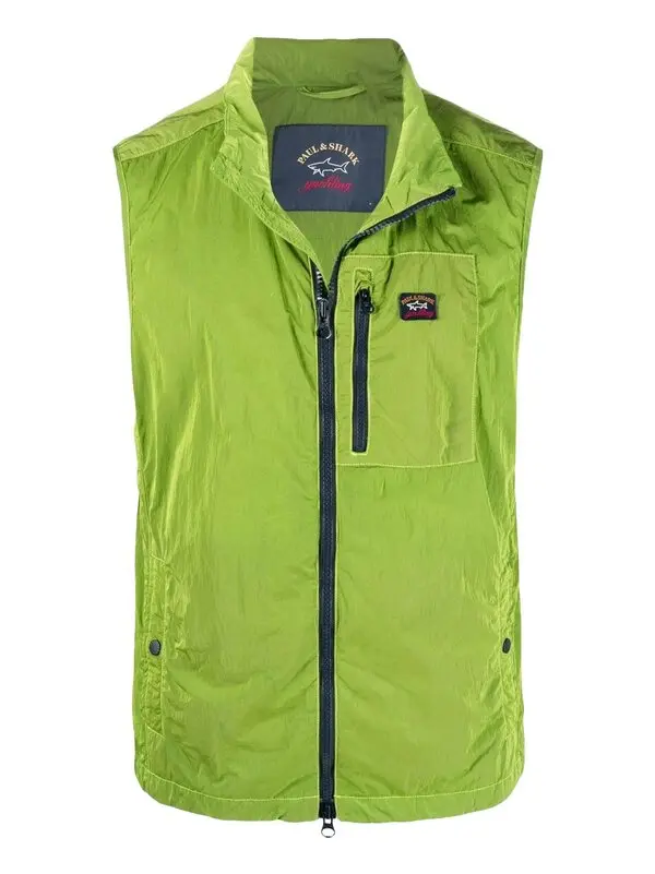 Paul & Shark Logo Patch Zip-up Gilet - Green
