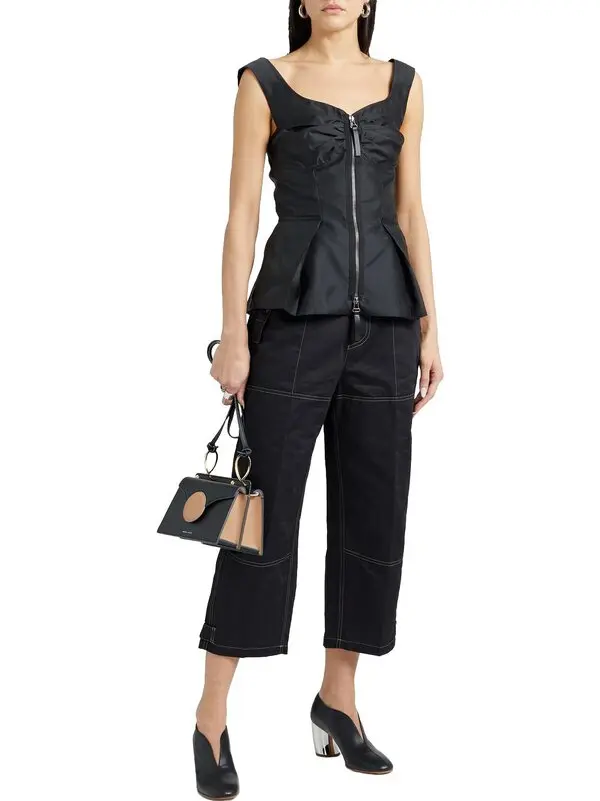 Marni Pleated Satintwill Peplum Top - Black
