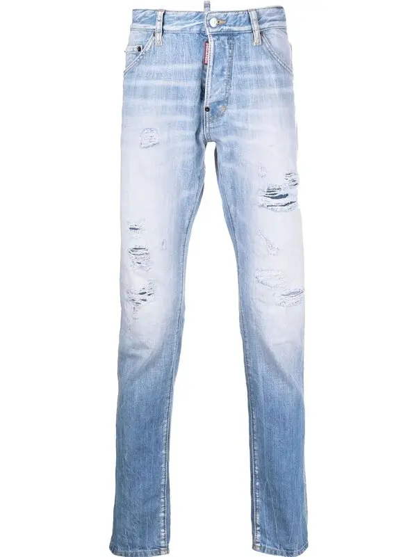 Dsquared2 Distressed Straight-leg Jeans - Blue