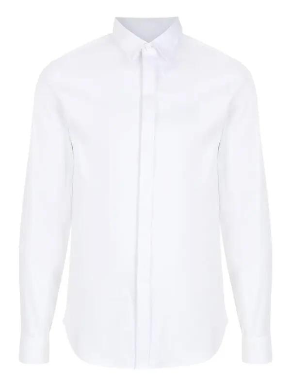 Armani Exchange Slim-cut Tailored Long-sleeve Shirt - White