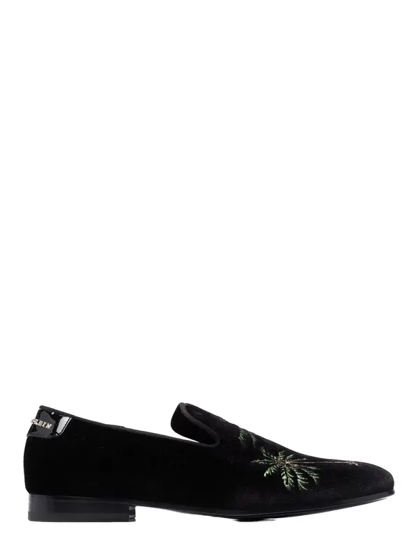 Philipp Plein Palm Embroidered Loafers - Black