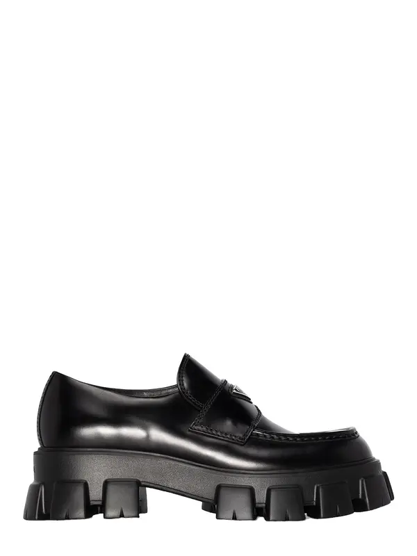 Prada Monolith Leather Loafers - Black
