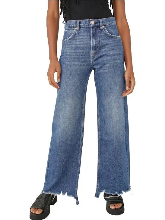 Free People Baggy Flare Jeans - Riverside Blue