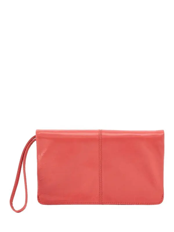 Hobo Leather Zip Clutch - Pink Mirage