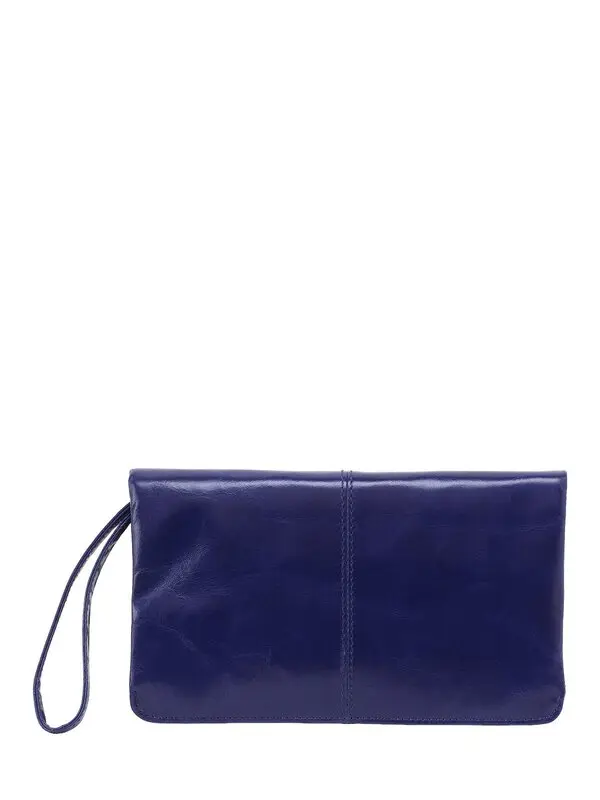 Hobo Leather Zip Clutch - Winter Violet