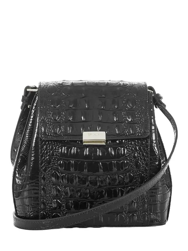 Brahmin Margo Croc Embossed Leather Crossbody Bag - Black