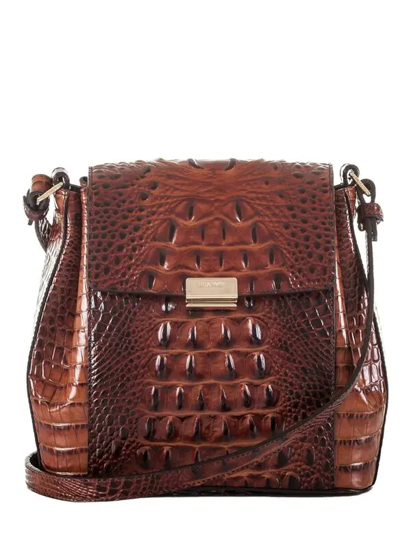 Brahmin Margo Croc Embossed Leather Crossbody Bag - Pecan
