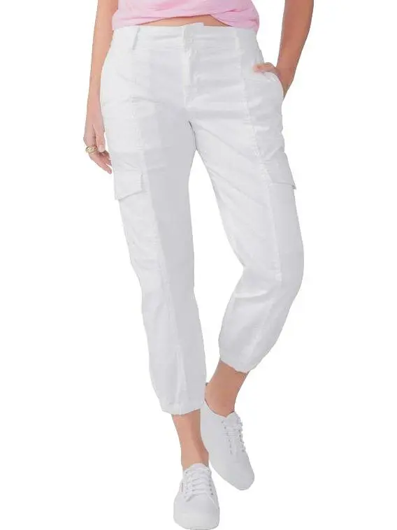 Sanctuary Rebel Crop Stretch Cotton Cargo Pants - Brilliant White