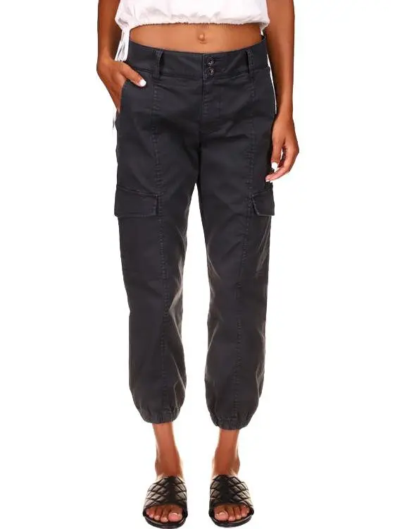 Sanctuary Rebel Crop Stretch Cotton Cargo Pants - Obsidian