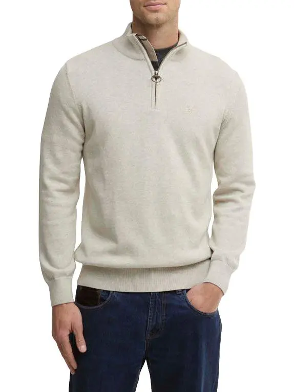 Barbour Cotton Half Zip Sweater - Neutral