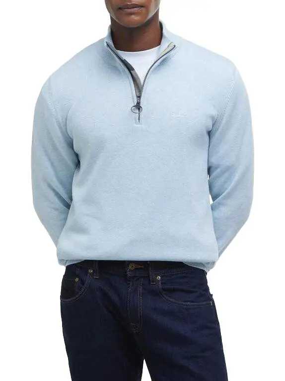 Barbour Cotton Half Zip Sweater - Ocean Sky