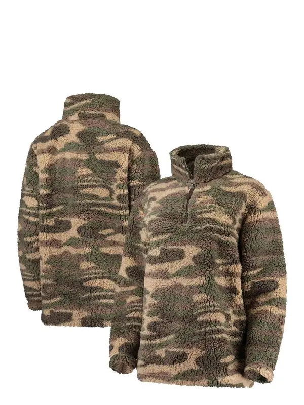 G-III 4HER BY CARL BANKS Boston Red Sox Sherpa Quarter-zip Jacket - Camo