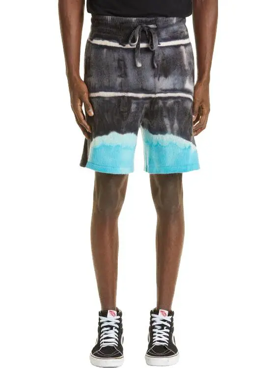 Amiri Tie-dye Cashmere And Wool Shorts - Blue