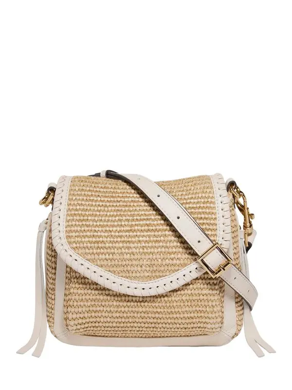 AIMEE Mini Convertible Leather Crossbody Bag - Raffia