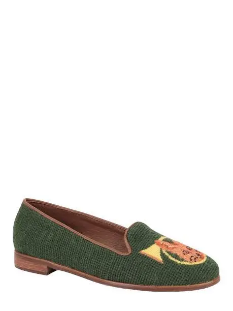 BYPAIGE Needlepoint Fox & Horn Flat - Fox And Horn - Forest Green