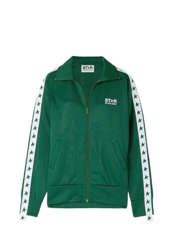 Golden Goose Webbing-trimmed Piqué Track Jacket - Green