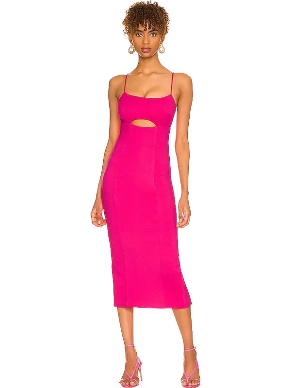 H:OURS Enzo Midi Dress - Hot Pink