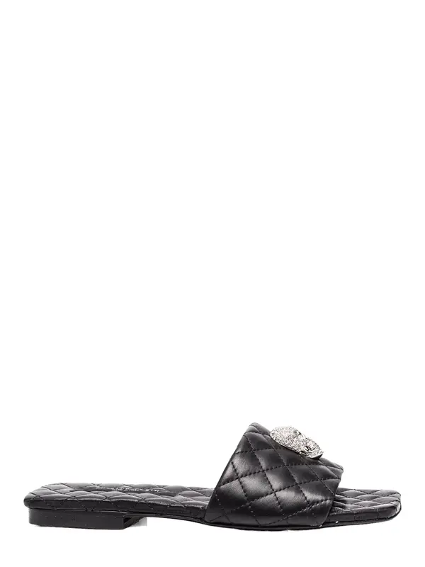 Philipp Plein Crystal-skull Flat Sandals - Black