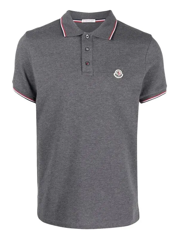 Moncler Piqué Logo-patch Polo Shirt - Grey