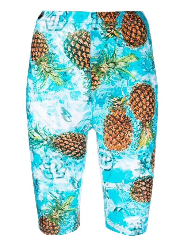 Philipp Plein Pineapple-print Shorts - Blue