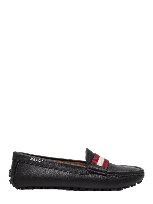Bally Striped Leather Loafers - Black