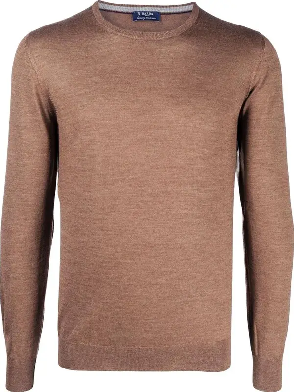 BARBA NAPOLI Fine-knit Crew-neck Jumper - Brown