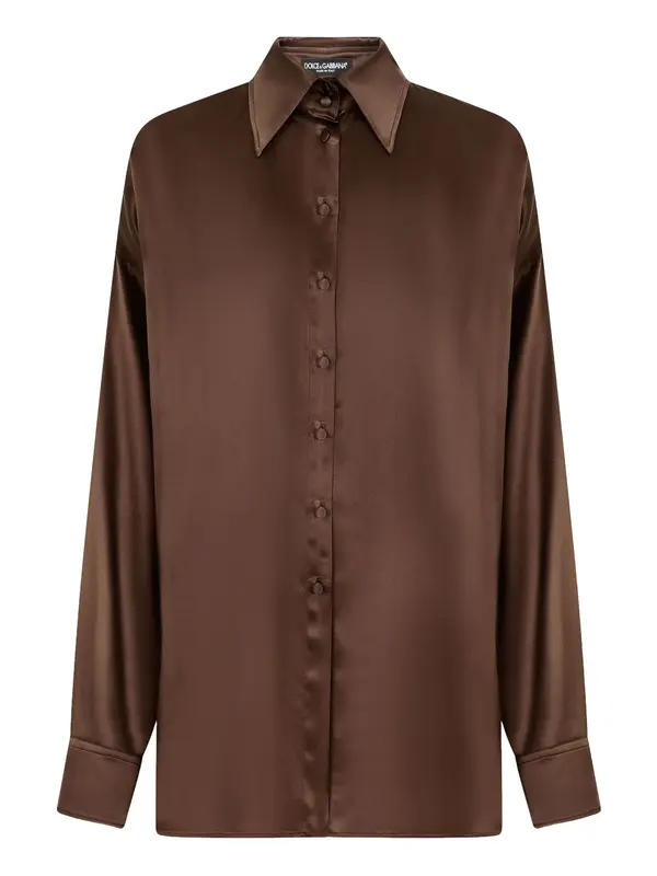 Dolce & Gabbana Button-up Silk Shirt - Brown