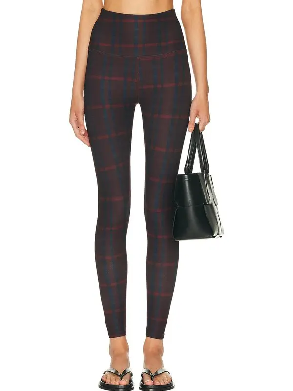 Beyond Yoga Softmark High Waisted Midi Legging In Wine - Dark Cherry Prep Plaid